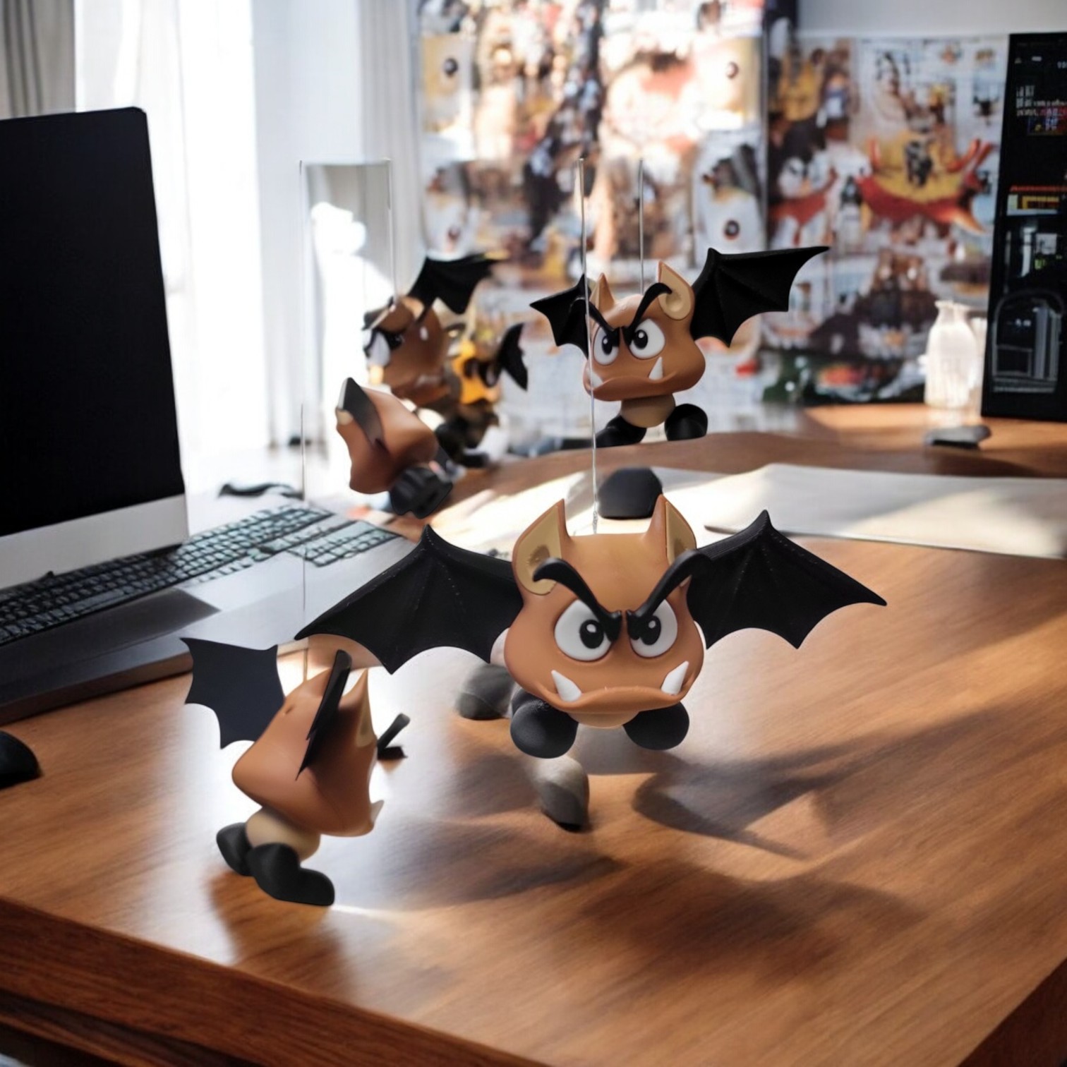 Goomba Bat 3D Print – Super Mario Flying Enemy Figure - 3d Custom Pros